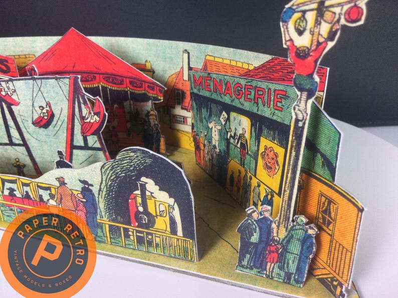 Village FAIRGROUND Scene Vintage French Cut Out Paper Model (2x ...