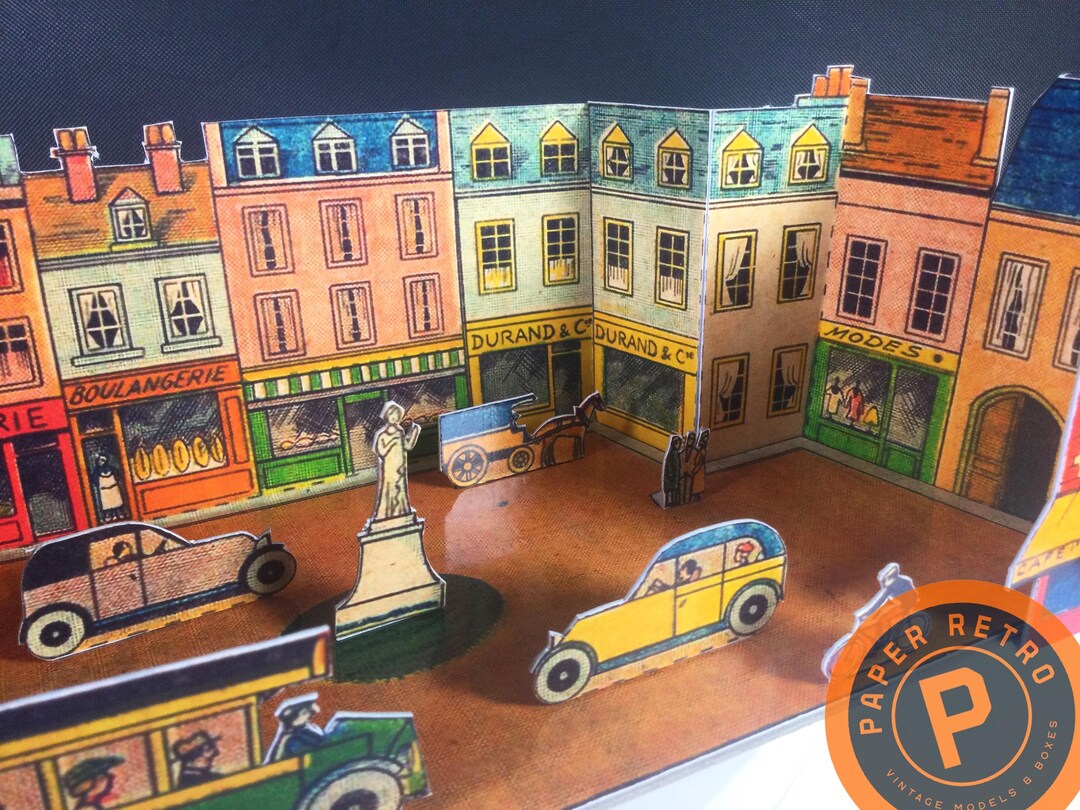 TOWN SQUARE Scene Vintage French Cut Out Paper Model (2x Printable A4 ...