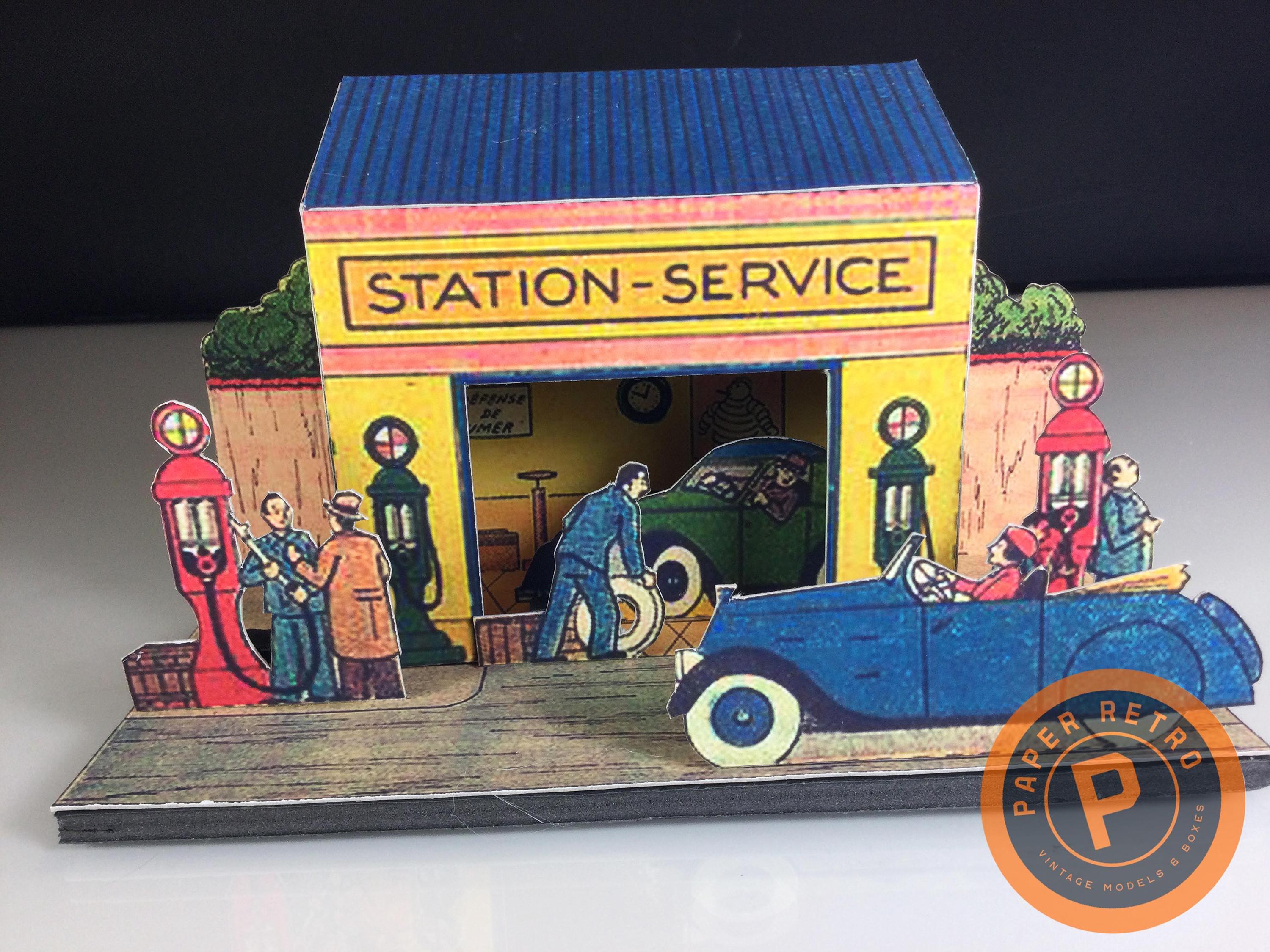 GARAGE Diorama Vintage French Cut Out Paper 3D Model Printable A4 ...