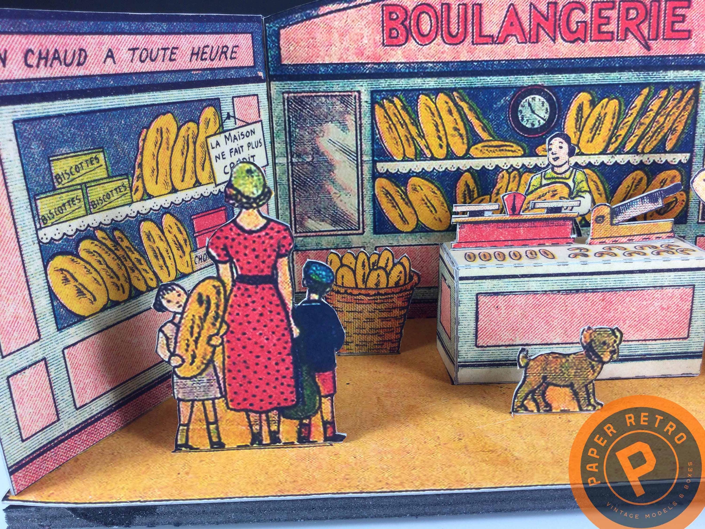 BAKERY Diorama Vintage French Cut Out Paper 3D Model Boulangerie ...