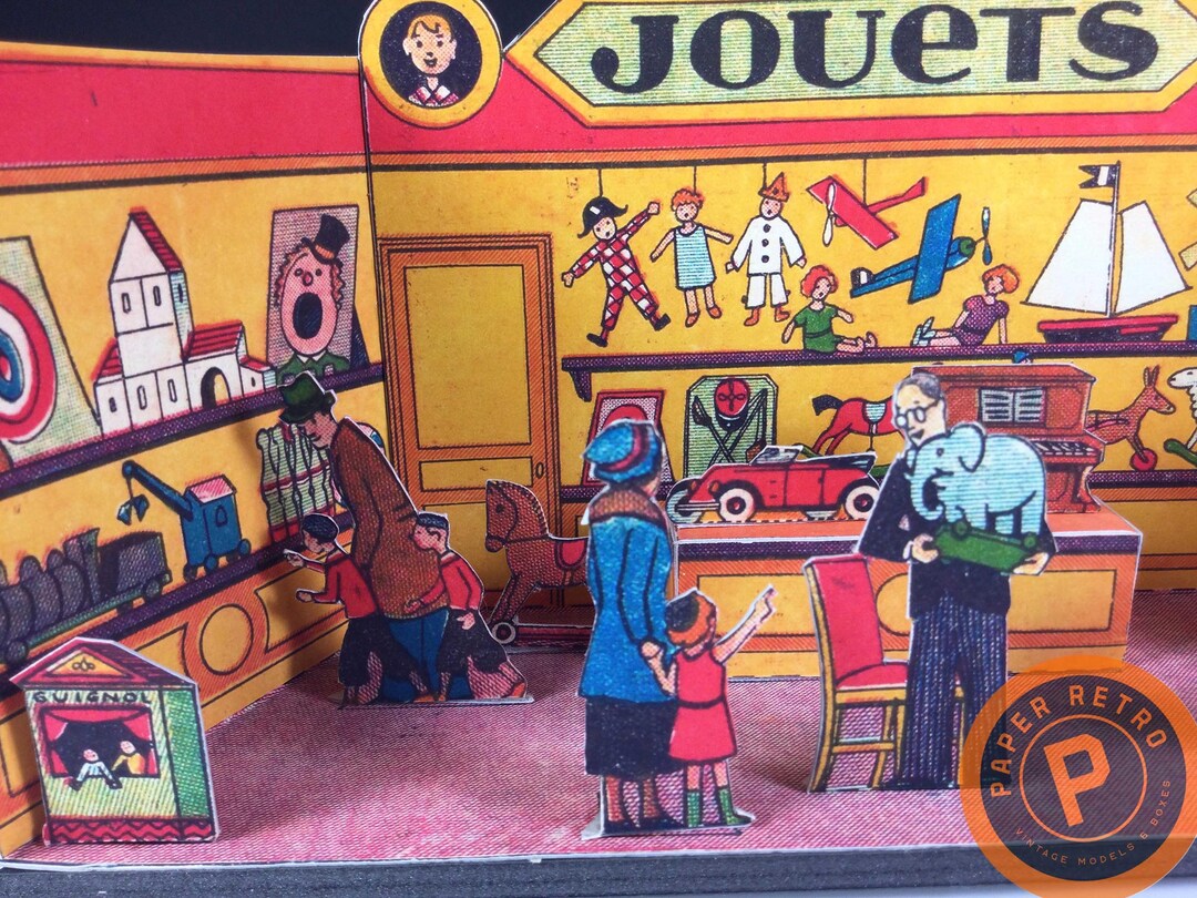 TOY SHOP Diorama Vintage French Cut Out Paper 3D Model Printable A4 ...