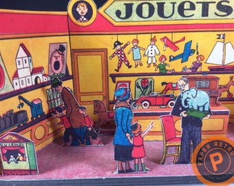 SALON Room Diorama Vintage French Cut Out Paper 3D Model Printable A4 ...