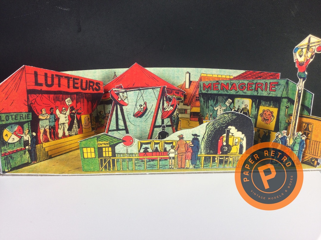 Village FAIRGROUND Scene Vintage French Cut Out Paper Model (2x ...