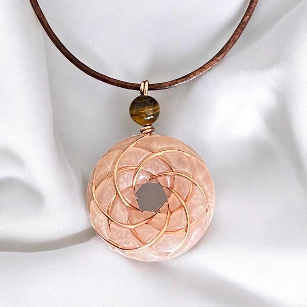 Torus Pink / Rose Quartz Necklace With Pure Copper Rodin Coil (vortex ...