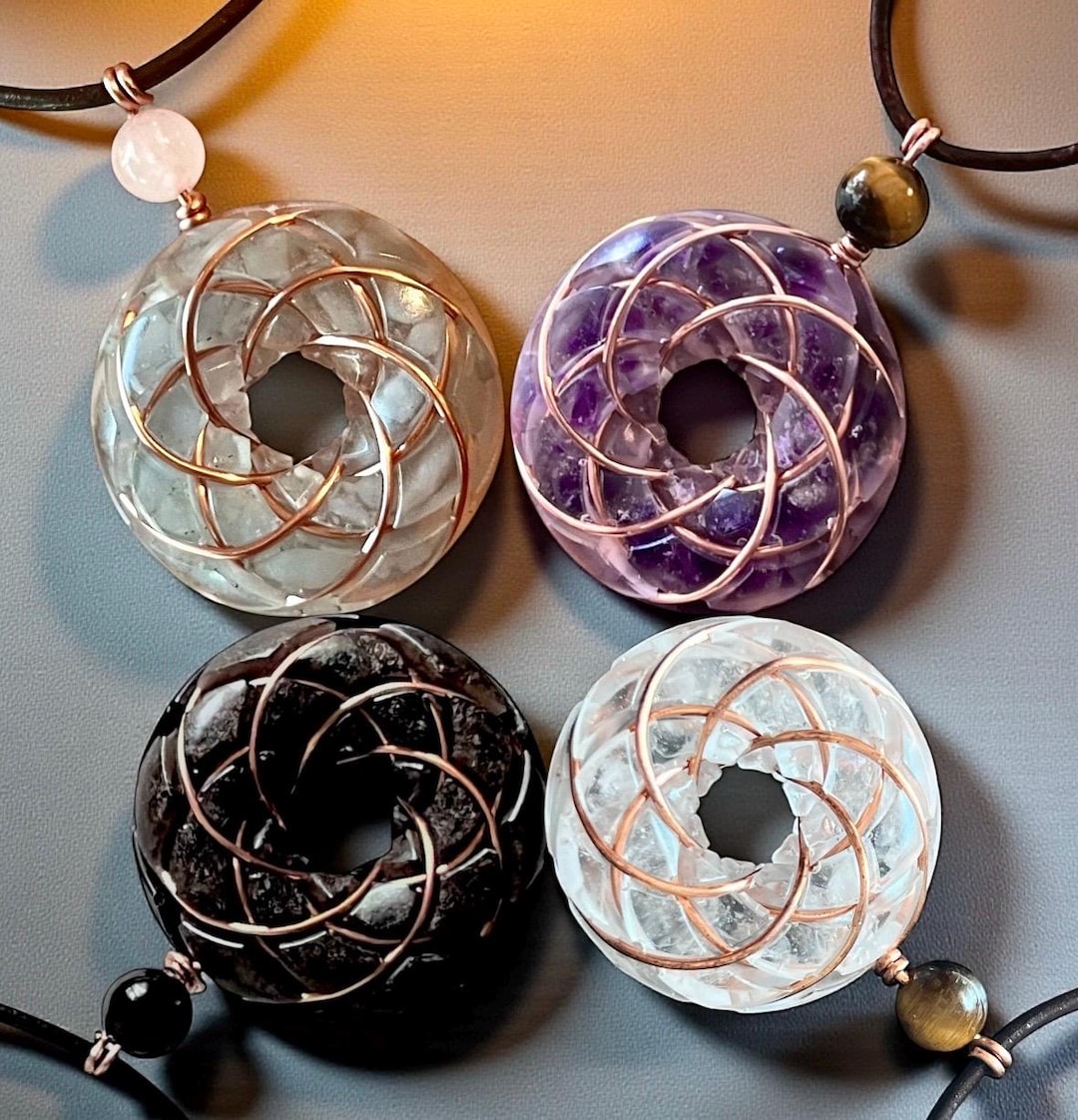 Custom Torus Necklace (copper Rodin Coil) Choose Your Crystals. - Etsy