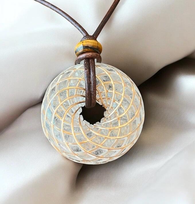 18k Gold Plated Rodin Coil / Torus Necklace With Libyan Desert Glass ...