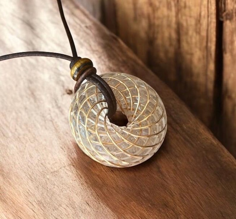 18k Gold Plated Rodin Coil / Torus Necklace With Libyan Desert Glass ...