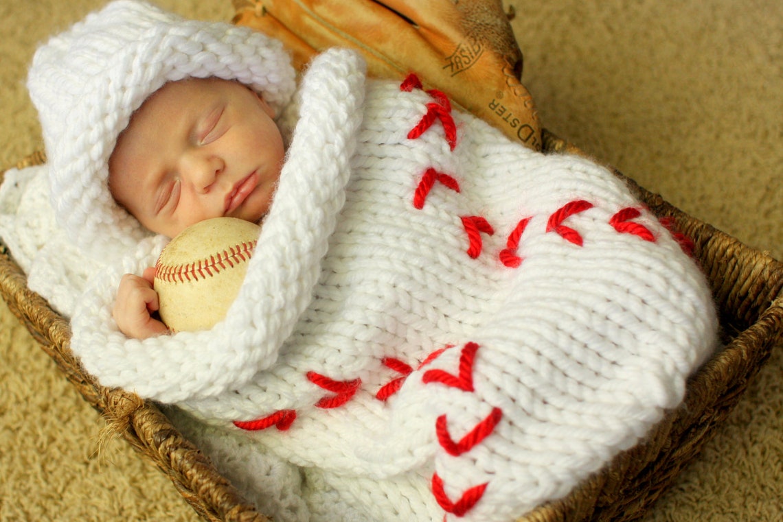 Knit Baseball Cocoon and Hat Pattern - Etsy