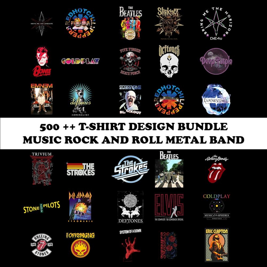 500 Music Rock Band Bundle T-Shirt Designs, Rock Band PNG, Metal Rock ...
