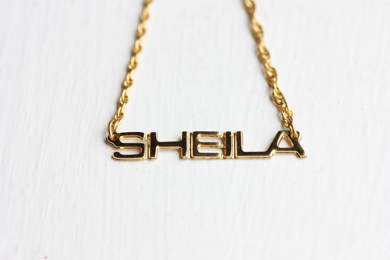 Sheila Name Necklace Gold Name Necklace Vintage Name | Etsy UK