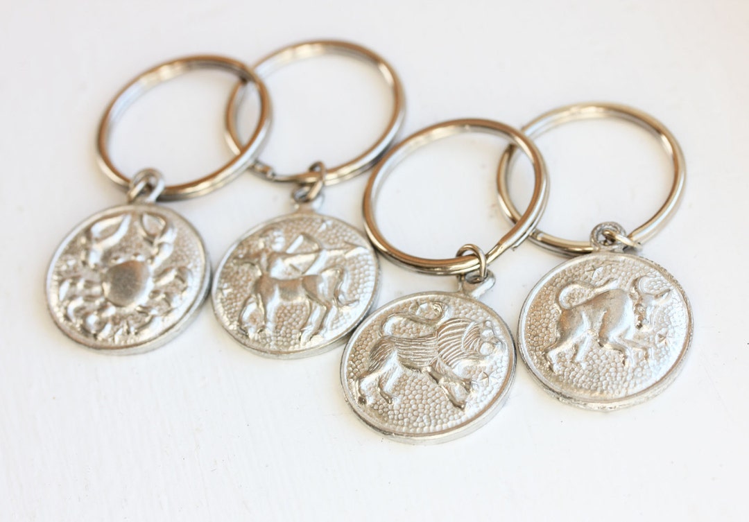Keychain Astrology Silver, Astrology Keychain, Zodiac Keychain, Silver ...