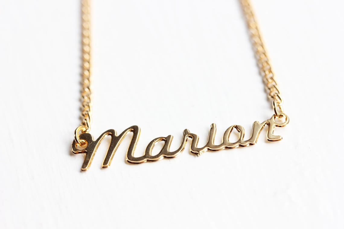 Marian Name Necklace Gold, Name Necklace, Vintage Name Necklace Gold ...