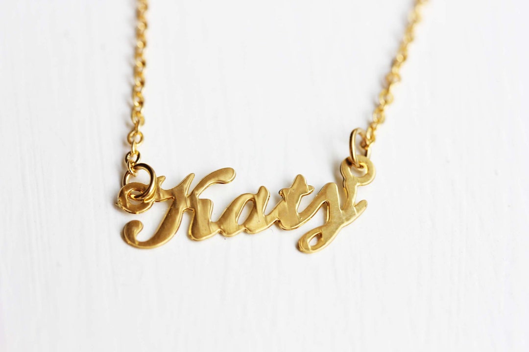 Katy Name Necklace Gold, Name Necklace, Vintage Name Necklace Gold ...