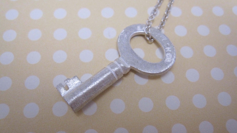 Silver Key Necklace - Etsy