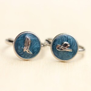 Cowboy Ring Silver, Silver Adjustable Ring, Enamel Ring, Silver Band ...