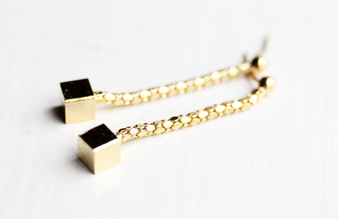 Chain Cube Earrings - Etsy