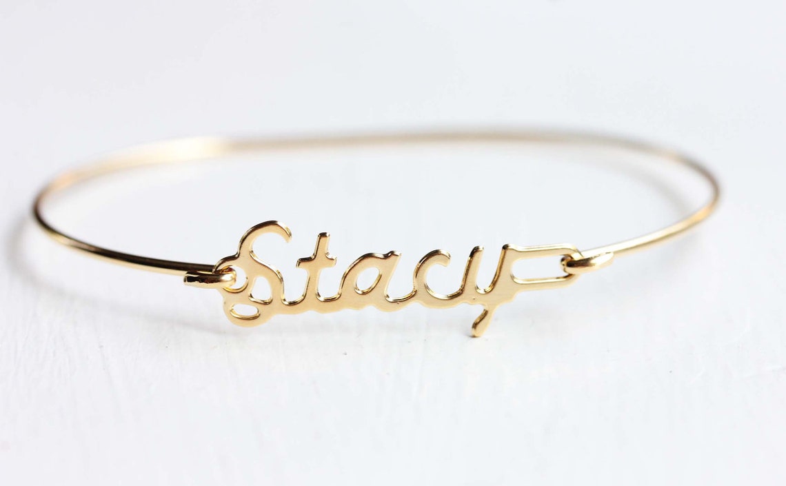 Stacy Name Bracelet Gold, Name Bracelet, Vintage Name Bracelet Gold ...