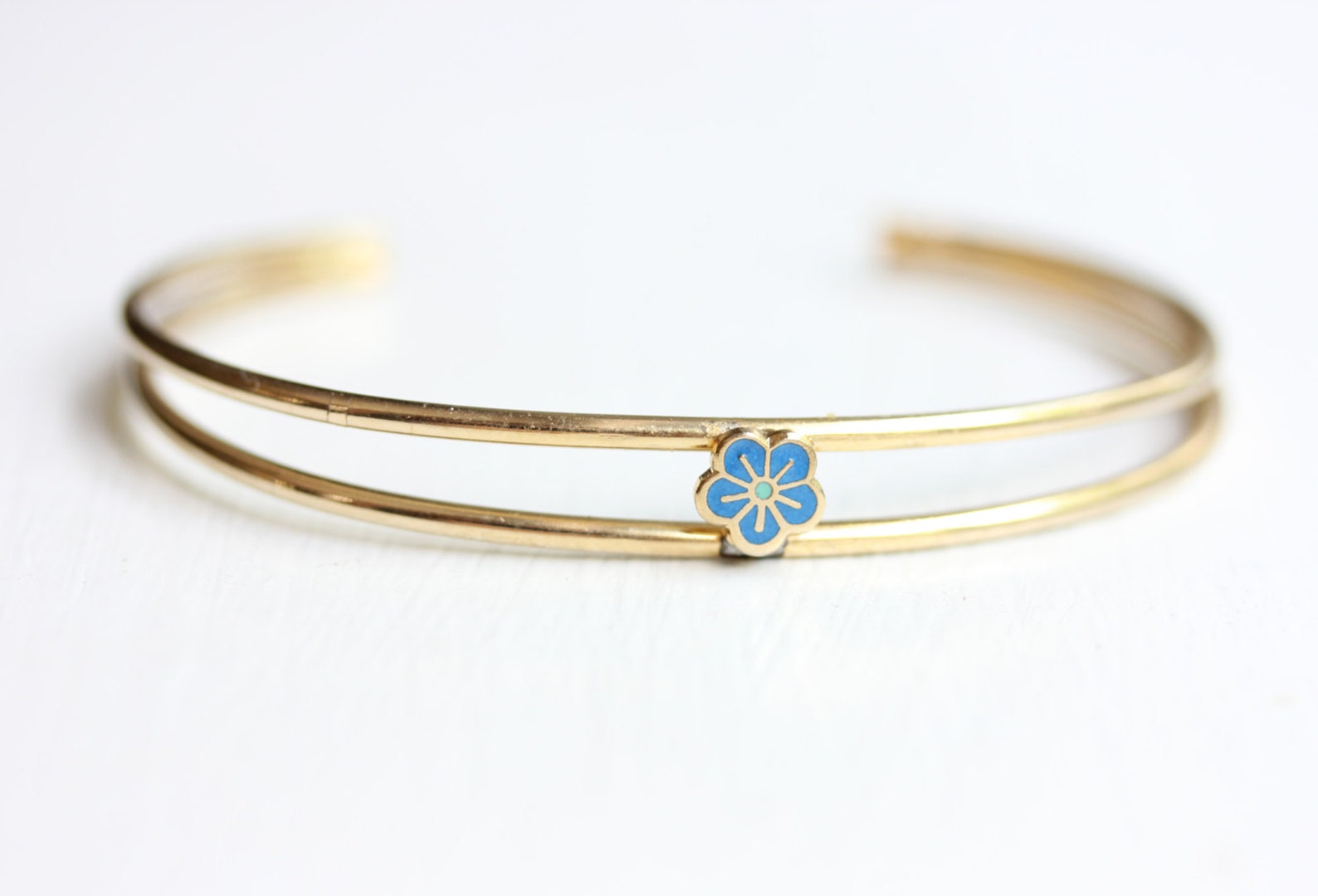 Blue Flower Cuff Bracelet - Etsy