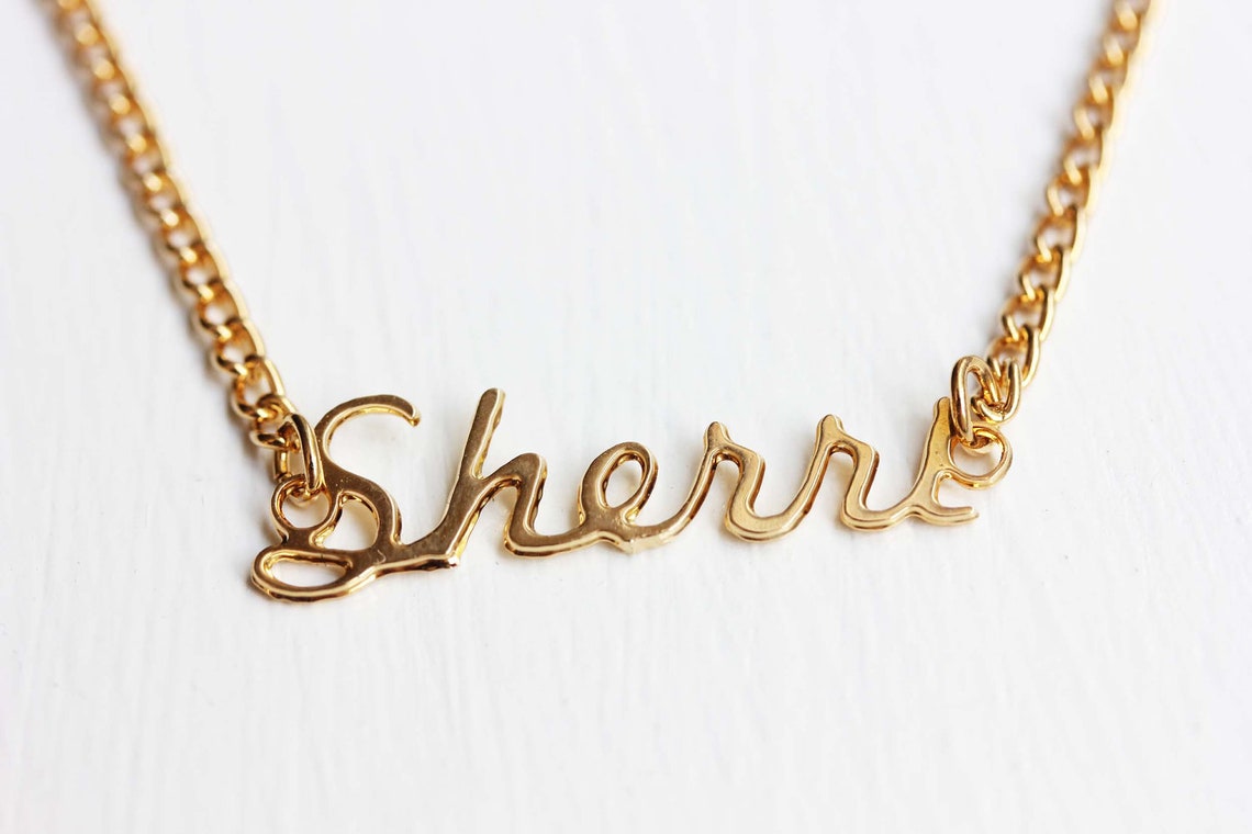 Sherri Name Necklace Gold Name Necklace Vintage Name - Etsy