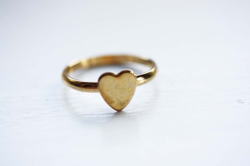 Heart Ring Gold Gold Heart Ring Adjustable Heart Ring Heart - Etsy