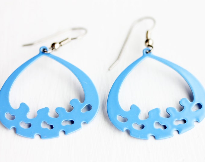 Blue Drop Earrings, Blue Earrings, Drop Earrings, Enamel Earrings, Loop ...