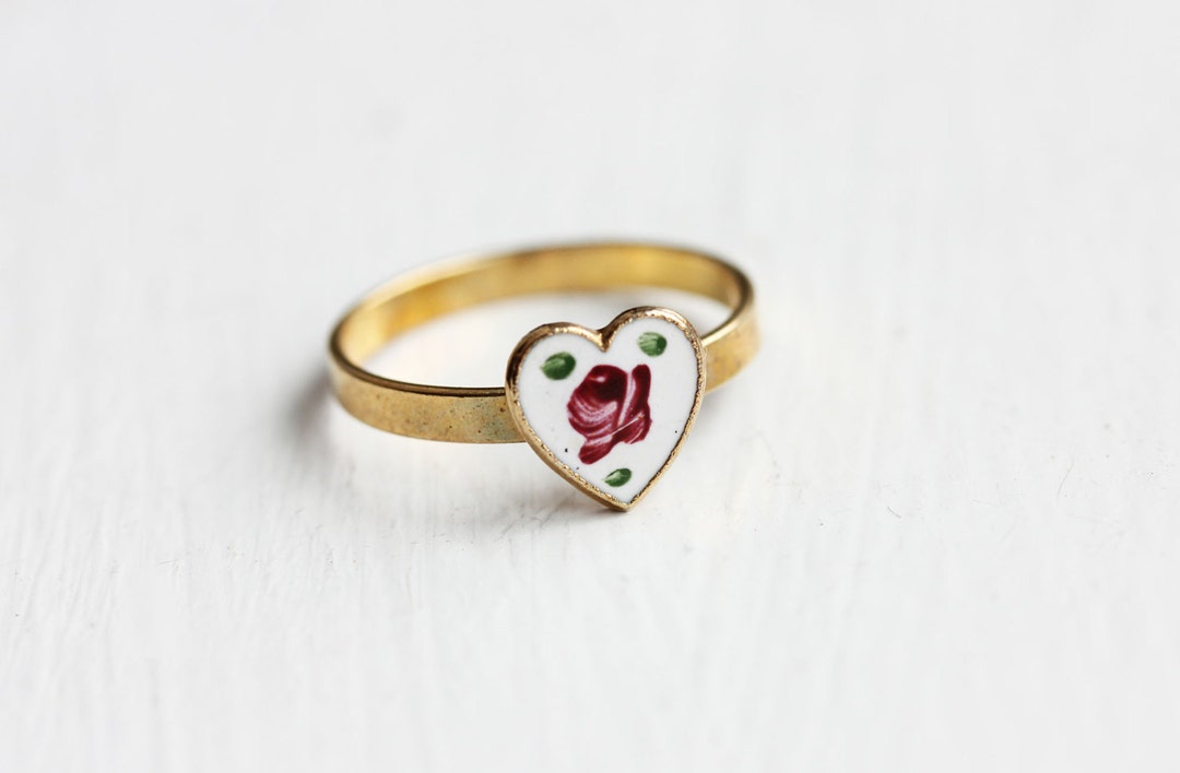 Heart Ring, Guilloche Ring, Flower Heart Ring, Flower Ring, Gold Heart ...