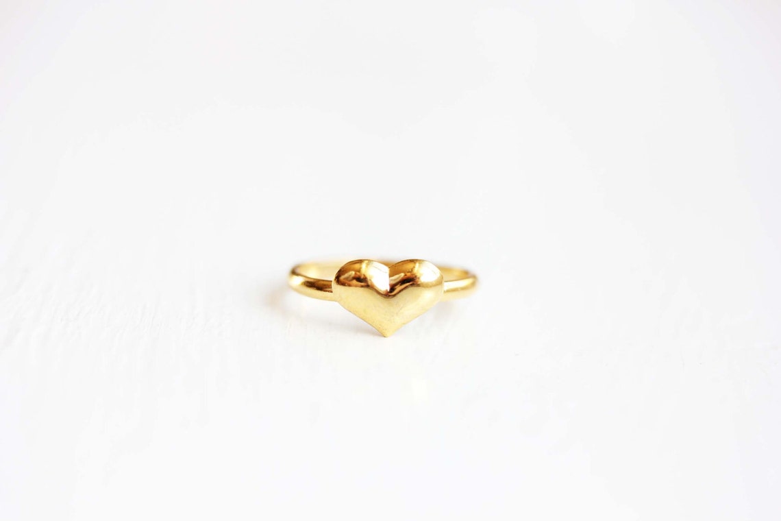 Gold Heart Ring Heart Ring Small Heart Ring Adjustable - Etsy