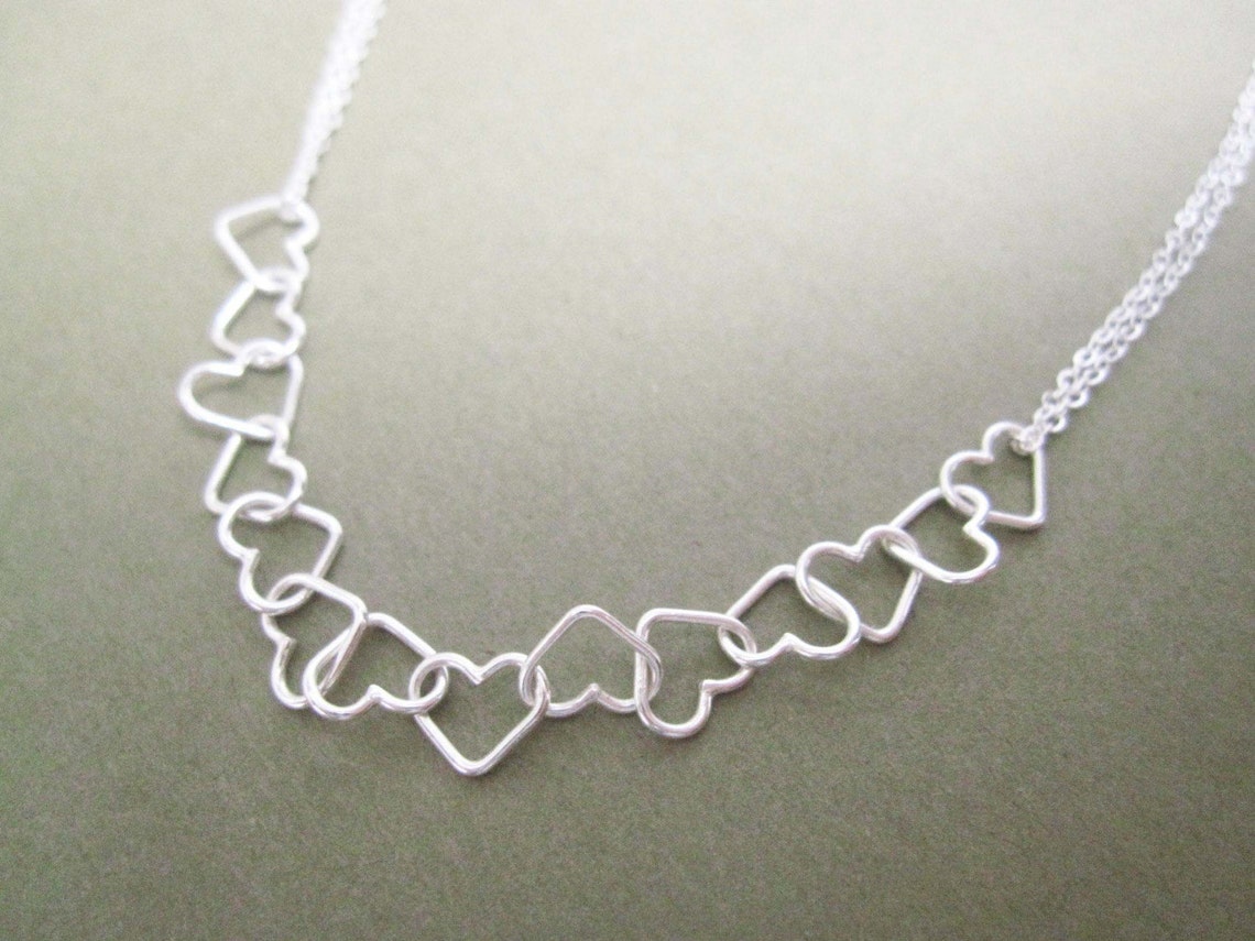 Silver Heart Chain Necklace Silver Heart Necklace Silver - Etsy