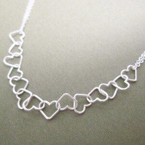 Silver Heart Chain Necklace, Silver Heart Necklace, Silver Linked ...