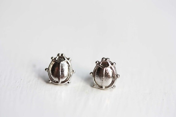 Silver Ladybug Studs, Ladybug Studs, Silver Studs, In… - Gem