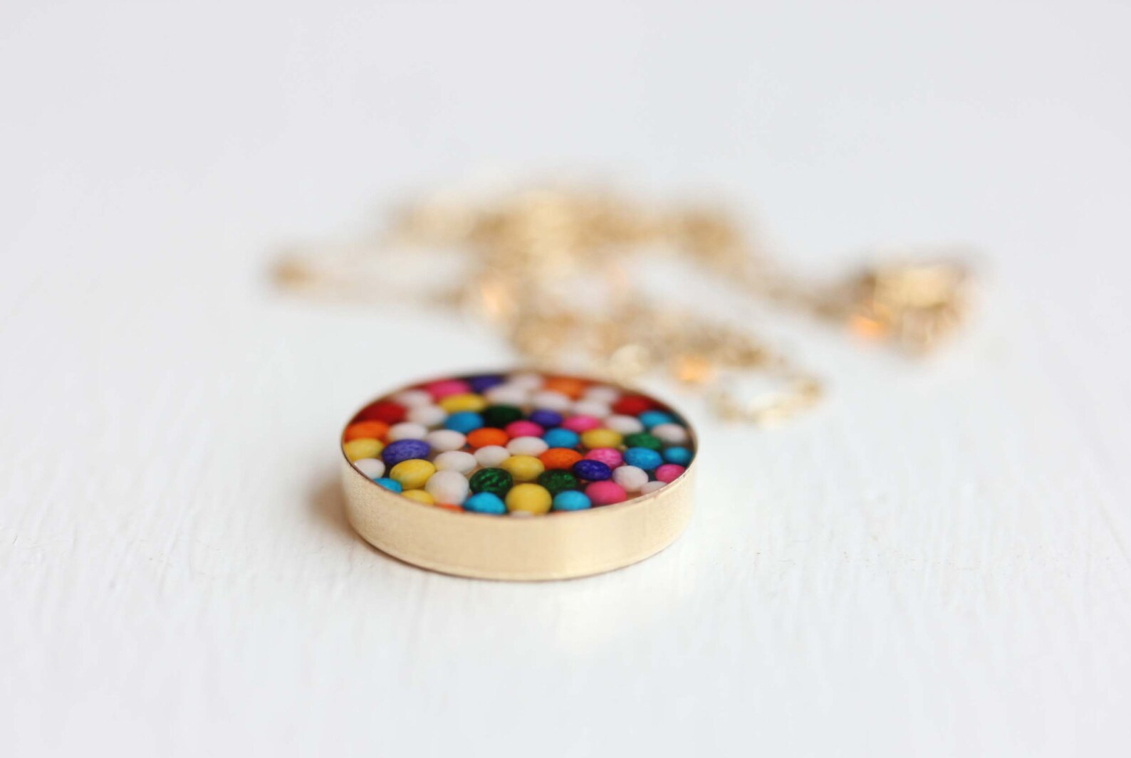 Resin Sprinkles Necklace Gold Candy Necklace Gold Resin | Etsy