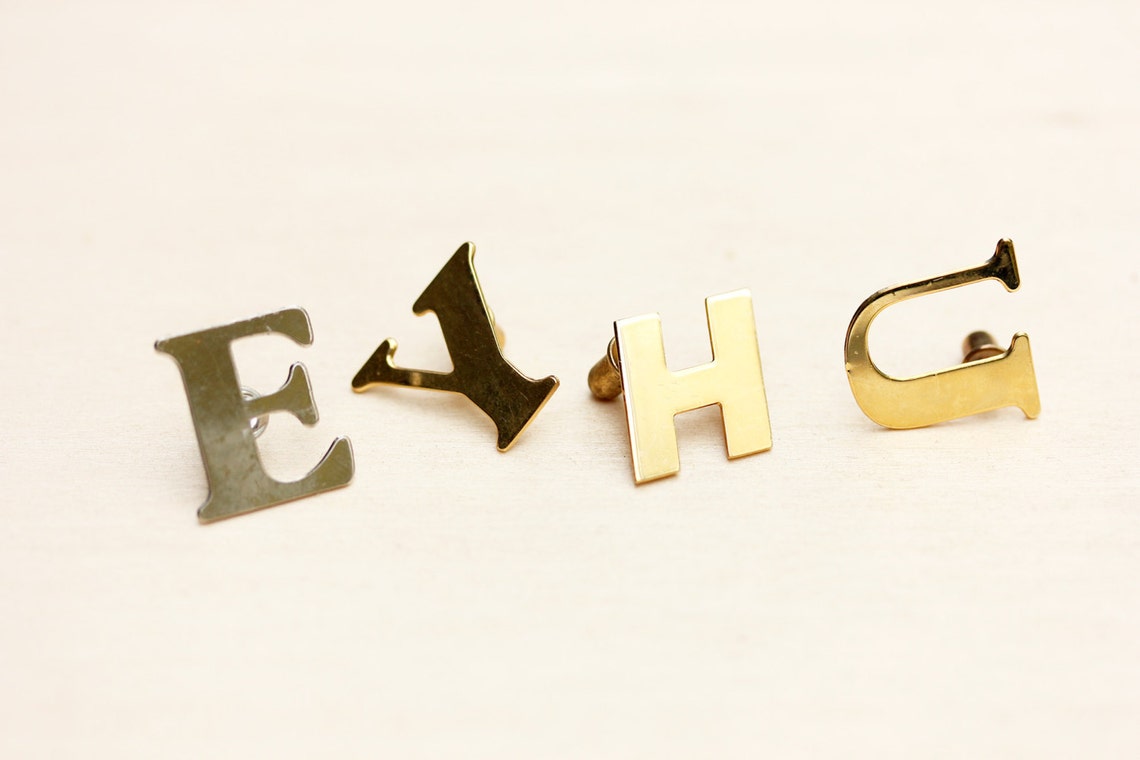 Gold Initial Pin Initial Pin Gold Letter Pin Silver Initial - Etsy
