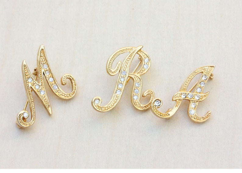 Gold Initial Pin Initial Pin Gold Letter Pin Initial Pin | Etsy