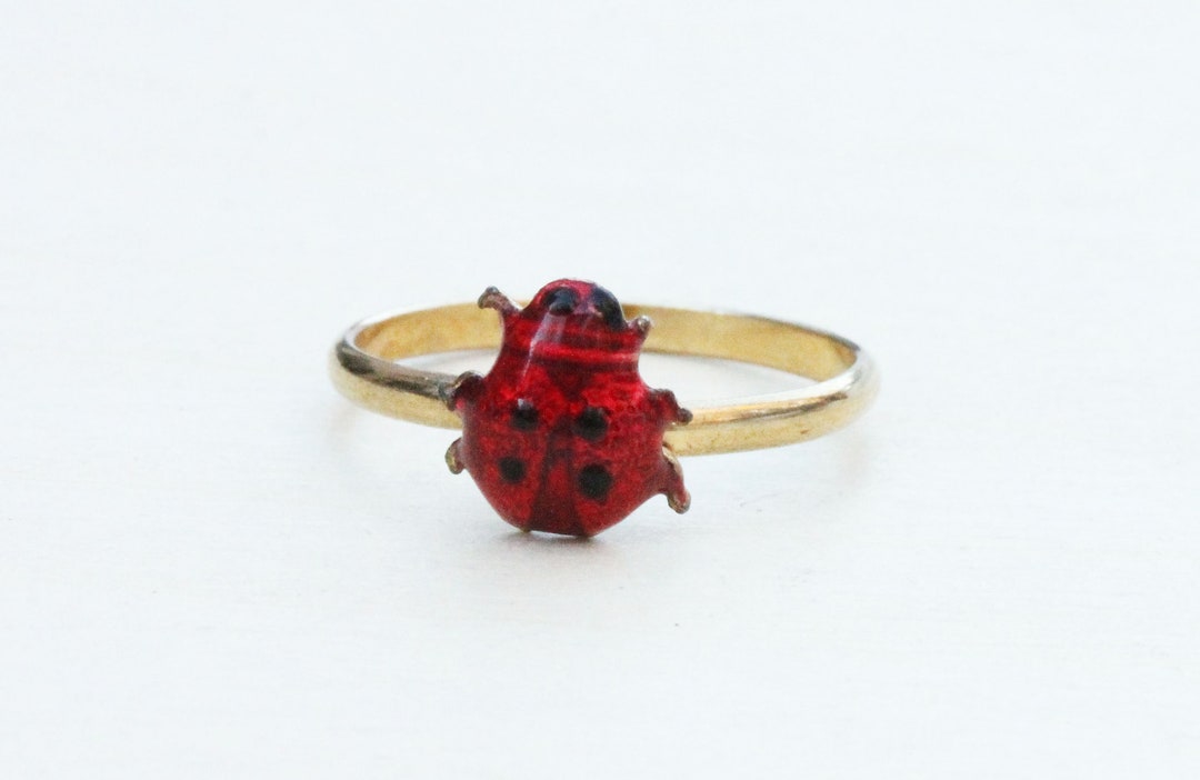 Ladybug Ring, Lady Bug Ring, Red Ladybug Ring, Gold Ladybug Ring, Red ...