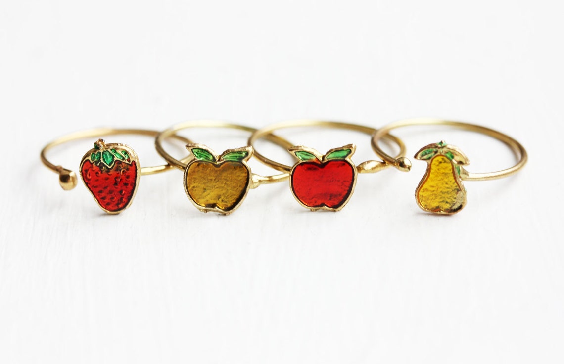 Enamel Fruit Ring Adjustable Sizes 8-9 - Etsy