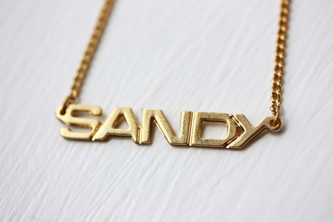 Sandy Name Necklace Gold Name Necklace Vintage Name Necklace - Etsy