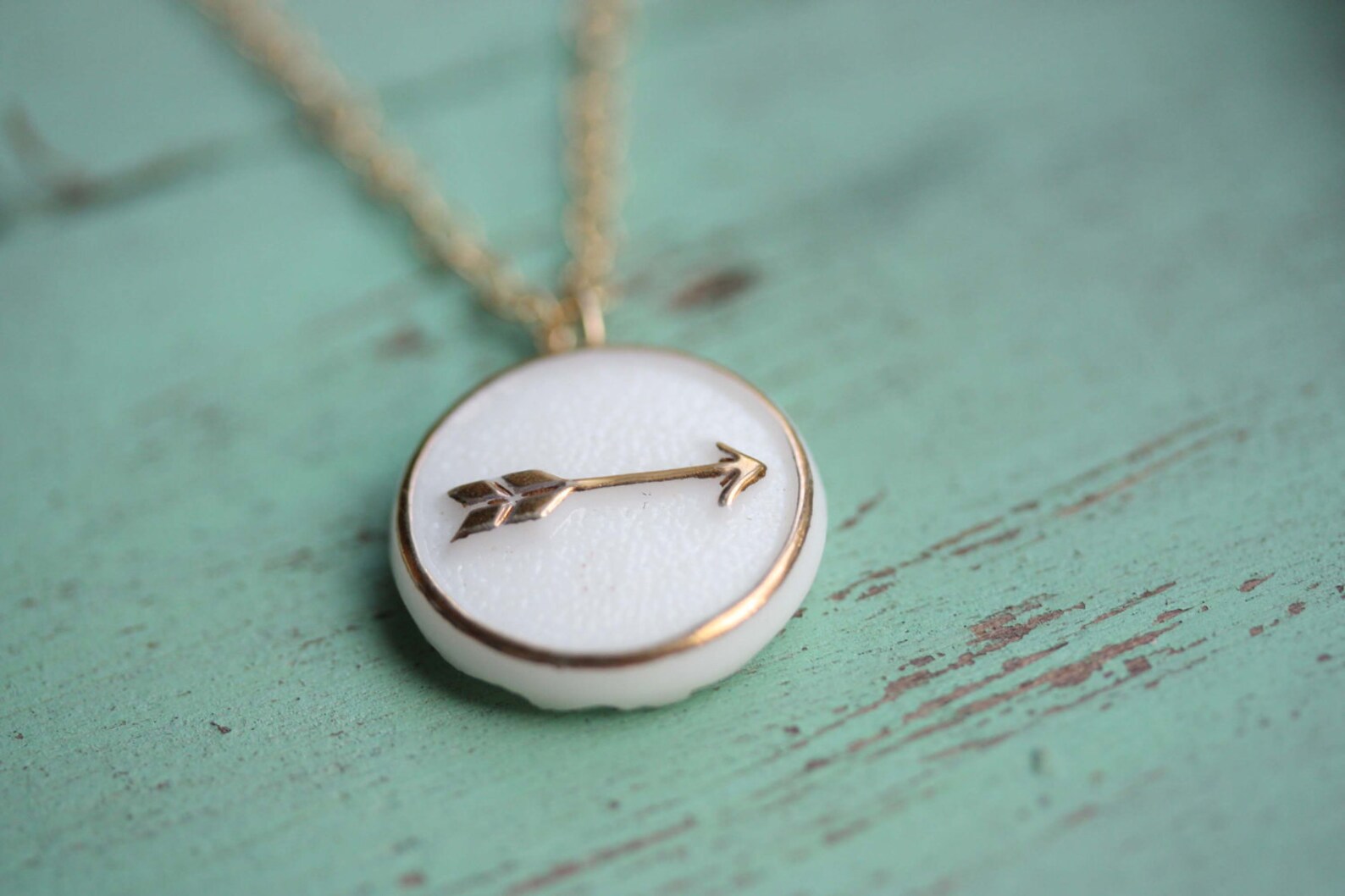 Gold Arrow Necklace White Arrow Necklace Cabochon Necklace - Etsy