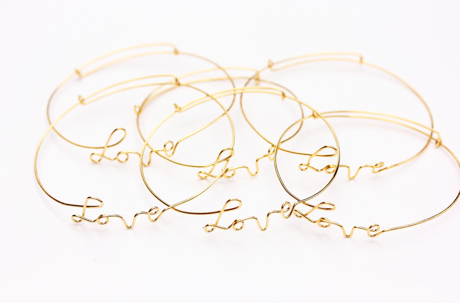 Love Word Bracelet, Love Wire Bracelet, Cursive Love Bracelet, Gold ...