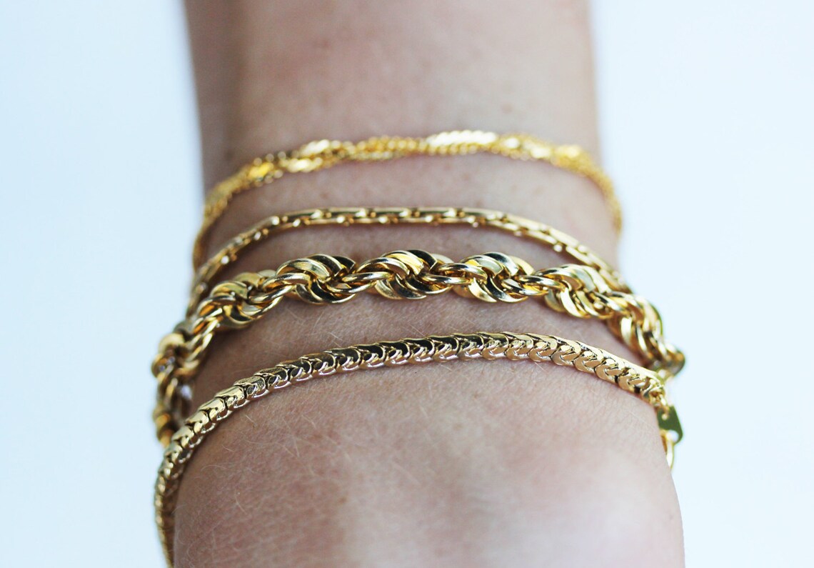 Braid Bracelet Gold, Braided Bracelet, Gold Chain Bracelet, Gold ...