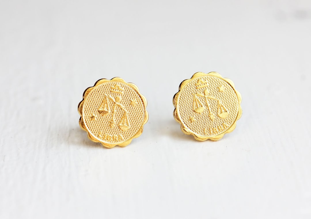 Libra Astrology Studs, Libra Earrings, Libra Stud Earrings, Gold Libra Studs, Astrology Studs ...