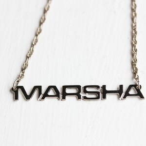 Marsha Name Necklace Silver, Name Necklace, Vintage Name Necklace ...
