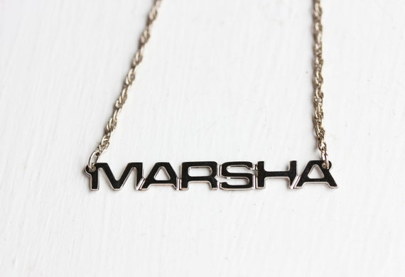 Marsha Name Necklace Silver Name Necklace Vintage Name | Etsy