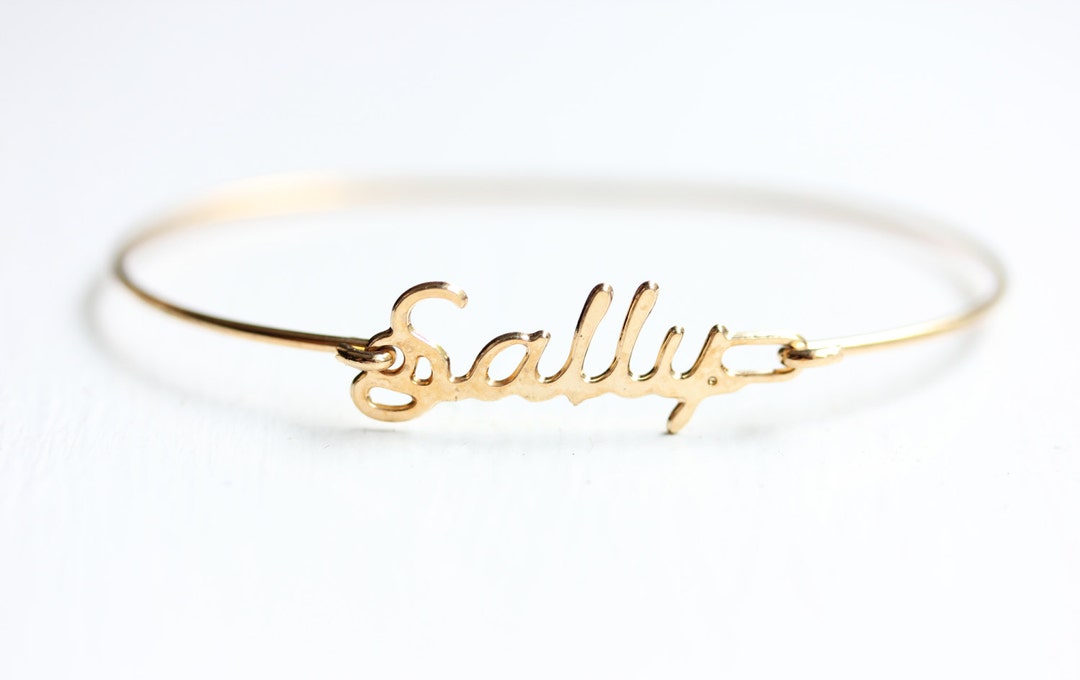 Sally Name Bracelet Gold, Name Bracelet, Vintage Name Bracelet Gold ...