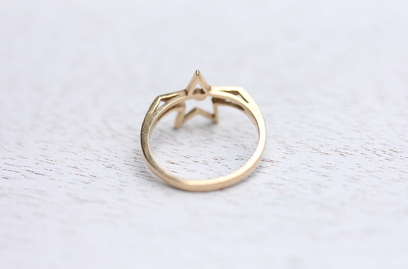 Star Ring Gold, Gold Star Ring, 14K Star Ring, Gold Diamond Ring ...