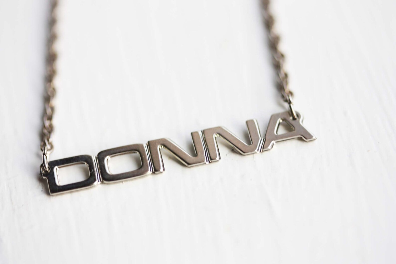 Donna Name Necklace Silver Name Necklace Vintage Name | Etsy
