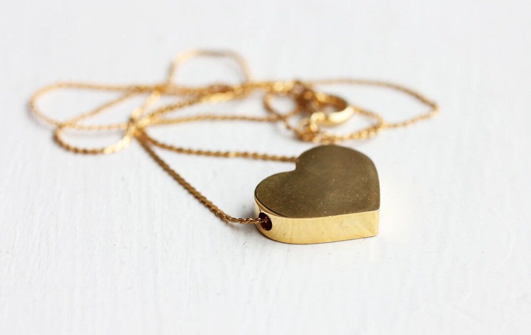 Heart Necklace Gold, Classic Heart Necklace, Solid Heart Necklace ...