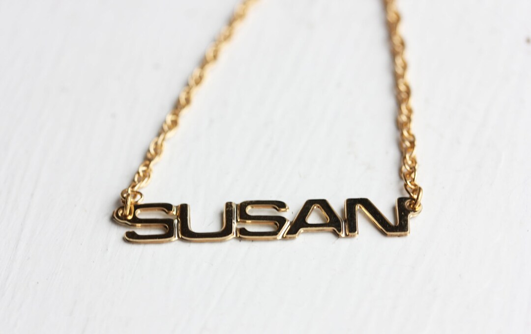 Susan Name Necklace Gold, Name Necklace, Vintage Name Necklace Gold ...