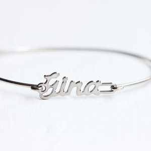 Gina Name Bracelet Silver, Name Bracelet, Vintage Name Bracelet Silver ...