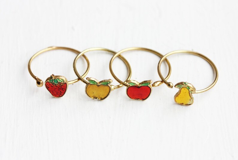 Enamel Fruit Ring Adjustable Sizes 8-9 - Etsy