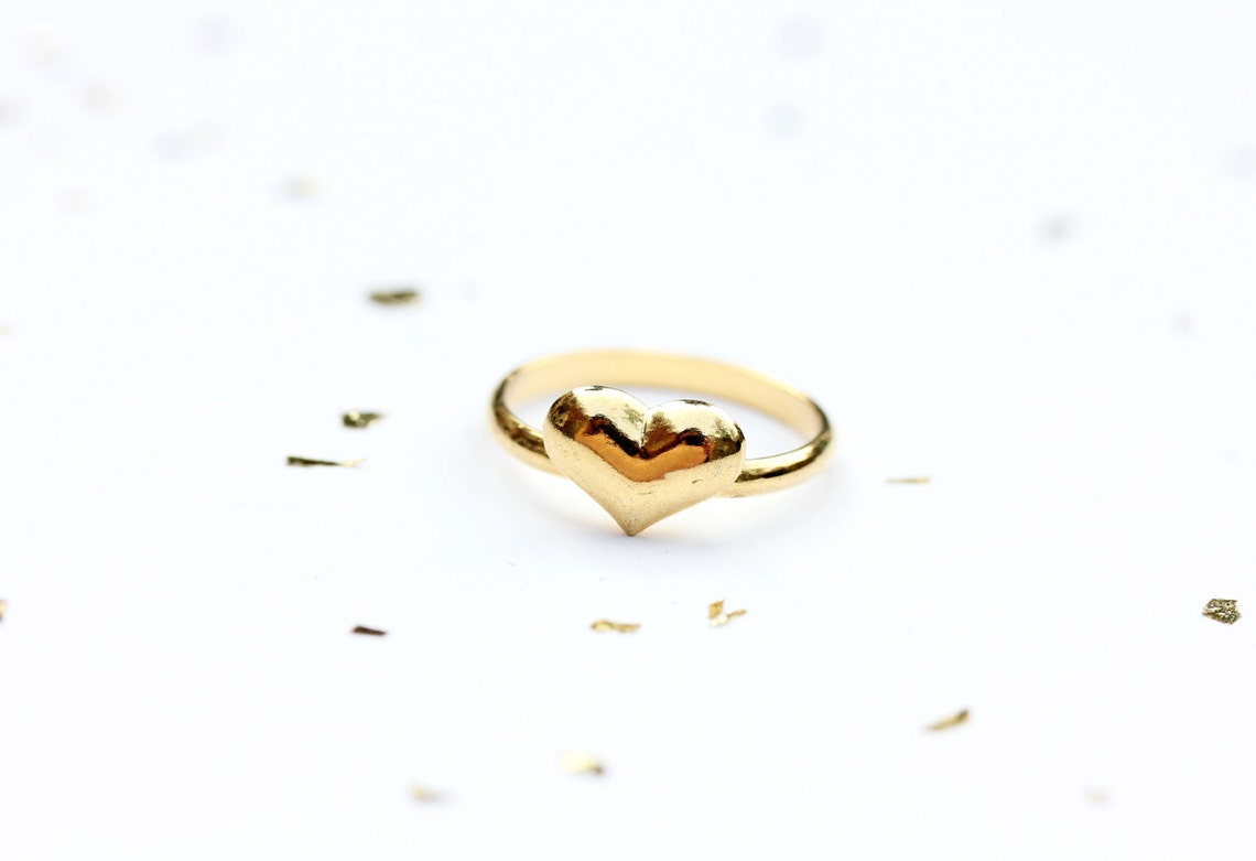 Gold Heart Ring Heart Ring Small Heart Ring Adjustable - Etsy